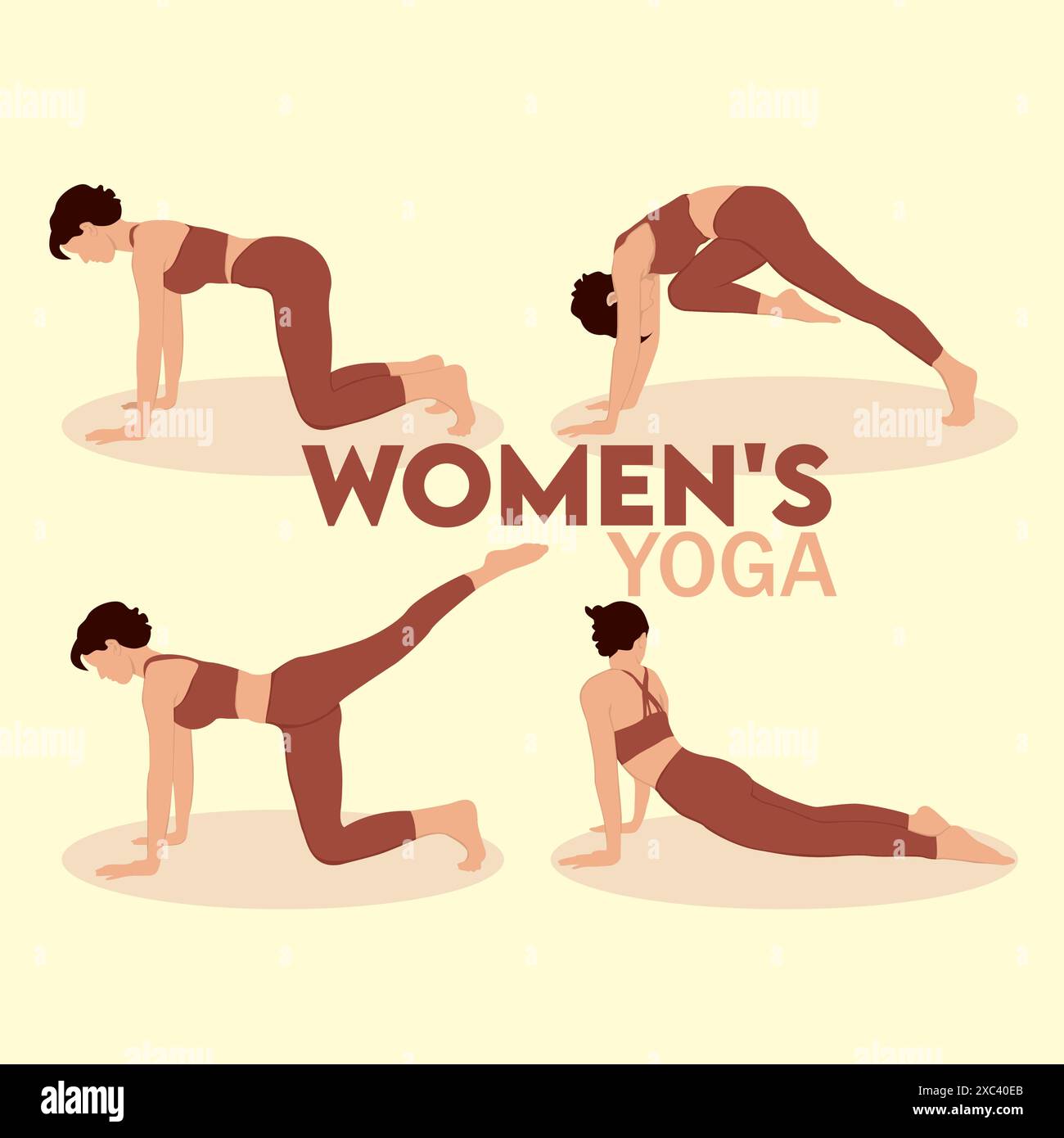 Set vector women yoga. Warm up movement exercises for women, body goals ...