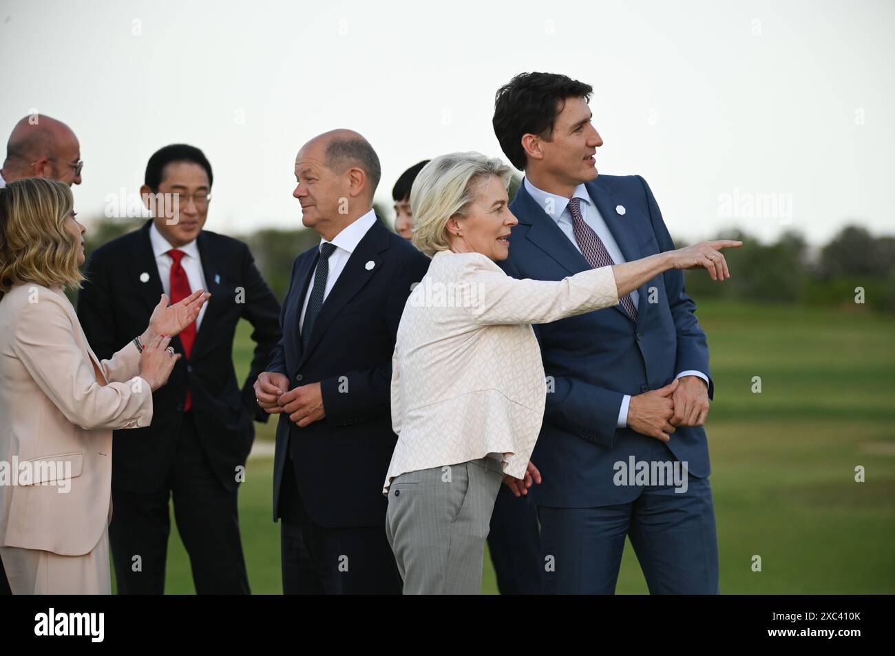 Summit G7, Borgo Egnaza, Italy. From left to right: President of the ...