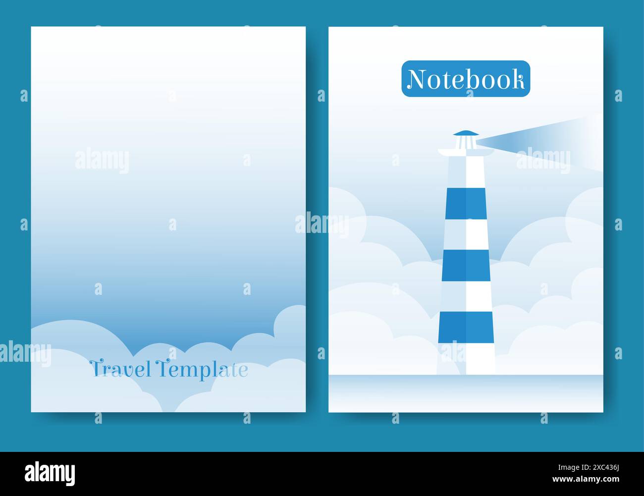 Notebook cover page nature illustration. Worksheet nautical landscape ...