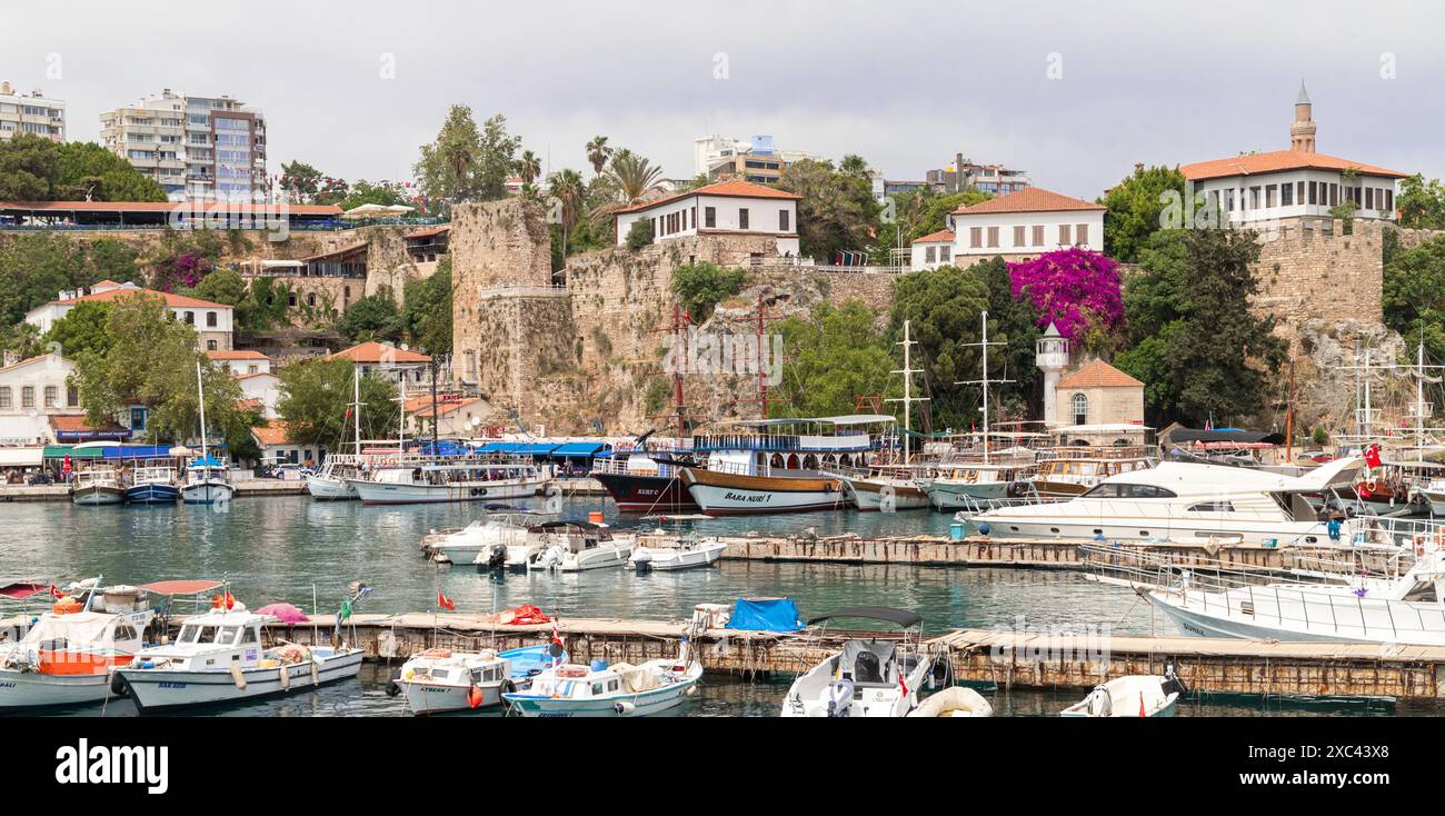 View across the old Roman Harbour at antalya in Southern Turkey showing ...