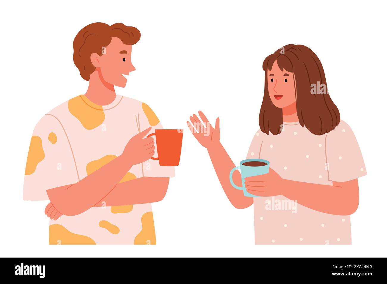 A girl and a boy are talking.Colleagues.Caucasian girl and boy talking ...