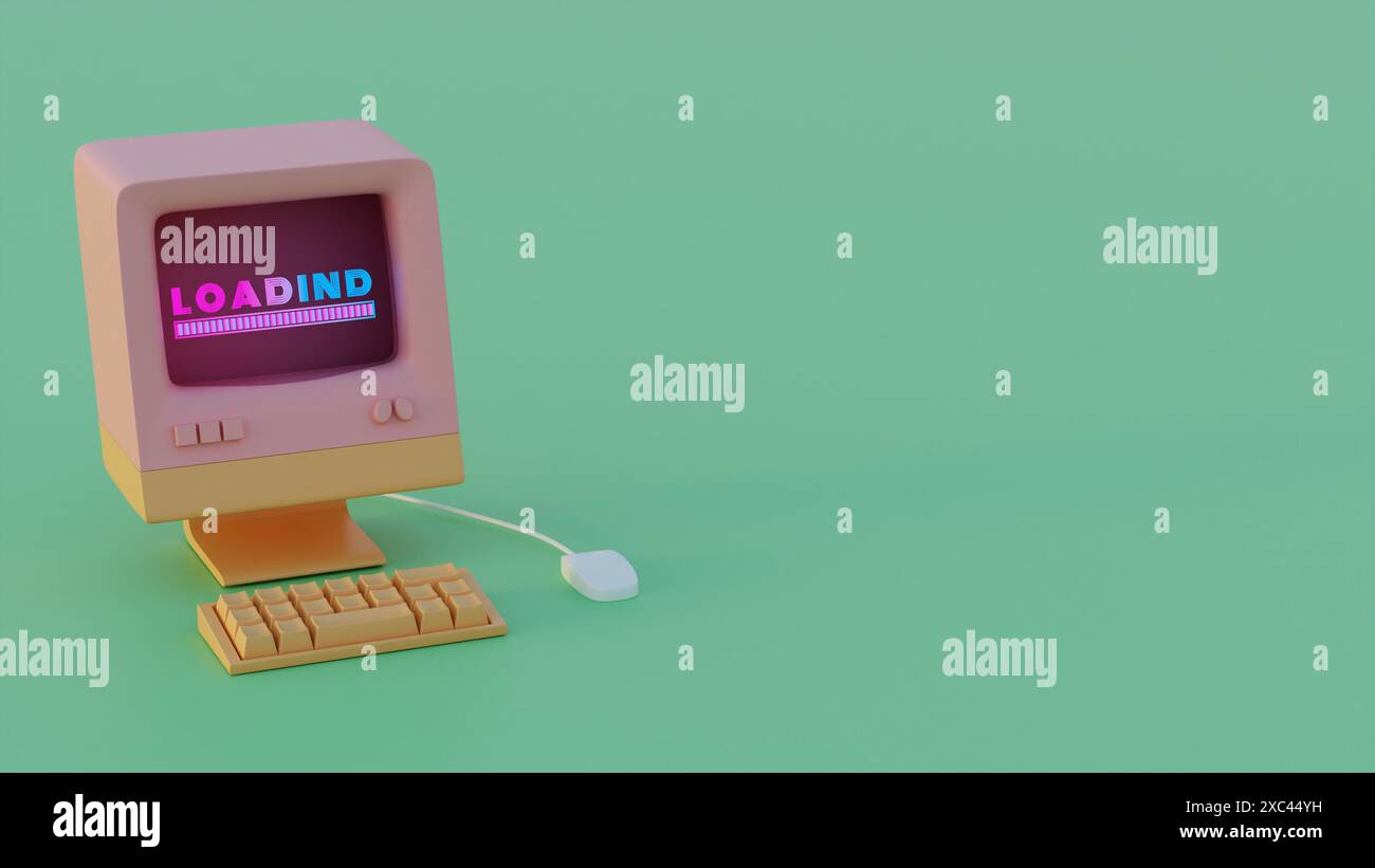 Retro Computer Loading Animation: Vibrant Neon Typography and Dynamic ...