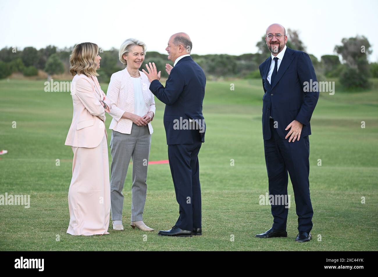 Summit G7, Borgo Egnaza, Italy. From left to right: Italian Prime ...