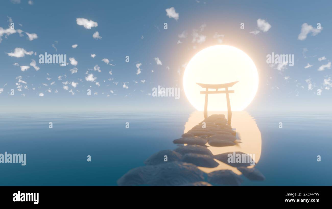 Pathway to Tranquility: Modern 3D Representation of a Traditional Torii ...