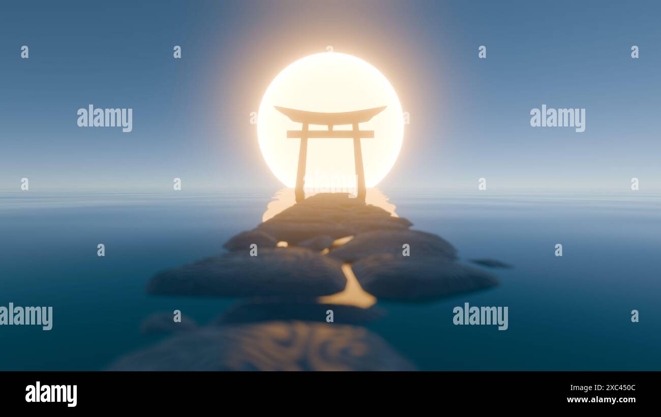 Pathway to Tranquility: Modern 3D Representation of a Traditional Torii ...