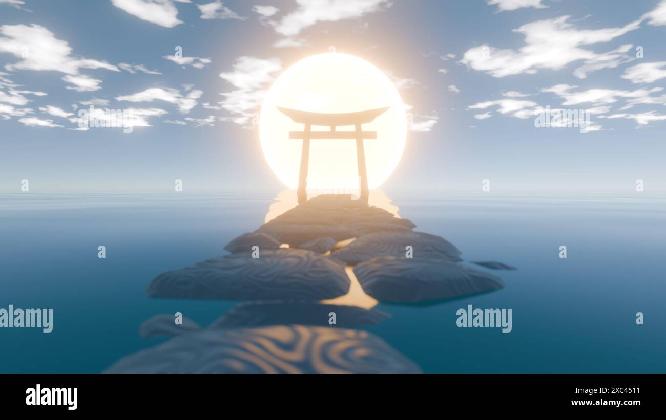 Pathway to Tranquility: Modern 3D Representation of a Traditional Torii ...