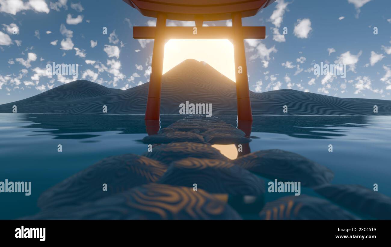 Pathway to Tranquility: Modern 3D Representation of a Traditional Torii ...