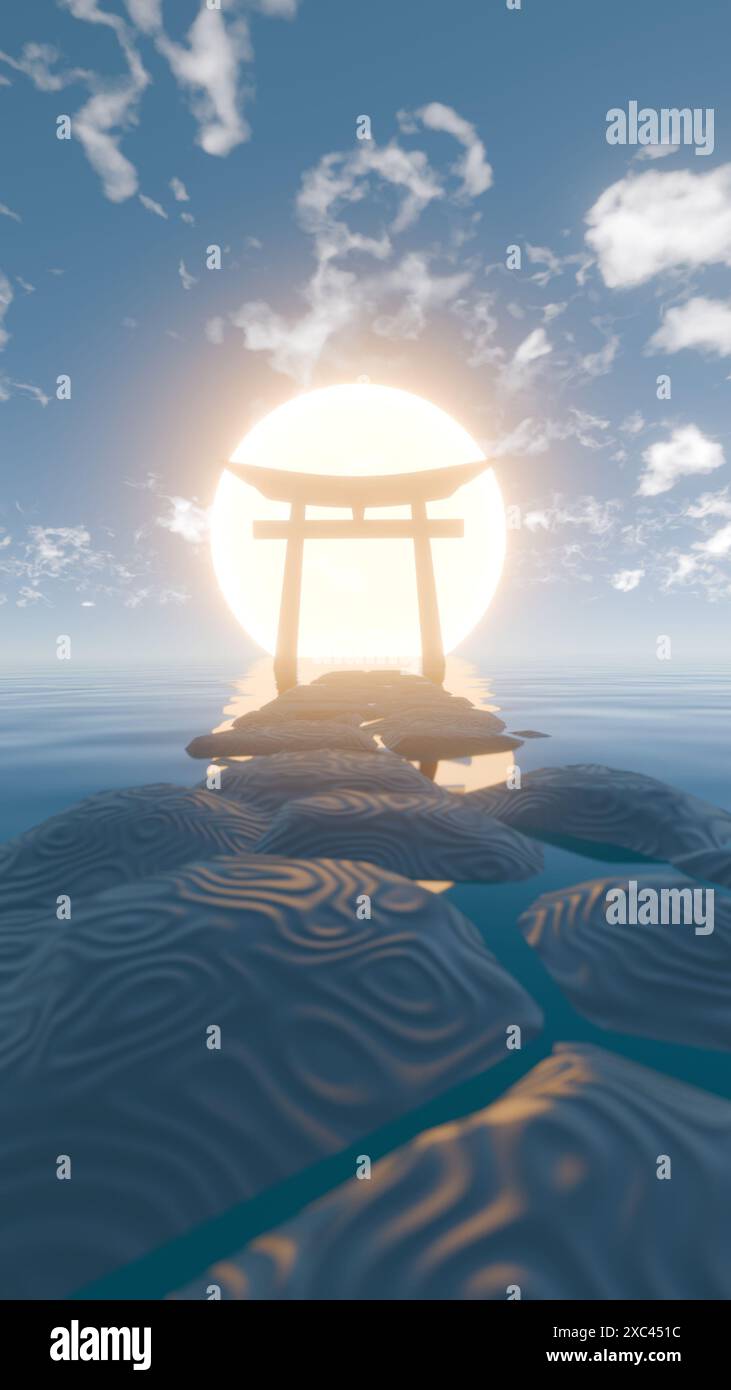Pathway to Tranquility: Modern 3D Representation of a Traditional Torii ...