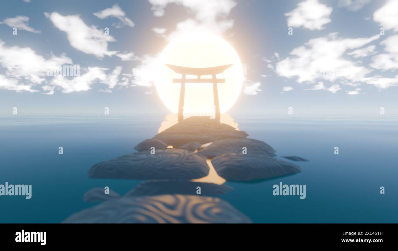 Pathway to Tranquility: Modern 3D Representation of a Traditional Torii ...