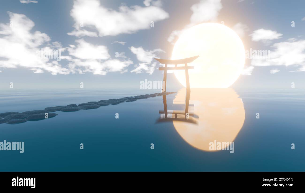 Pathway to Tranquility: Modern 3D Representation of a Traditional Torii ...