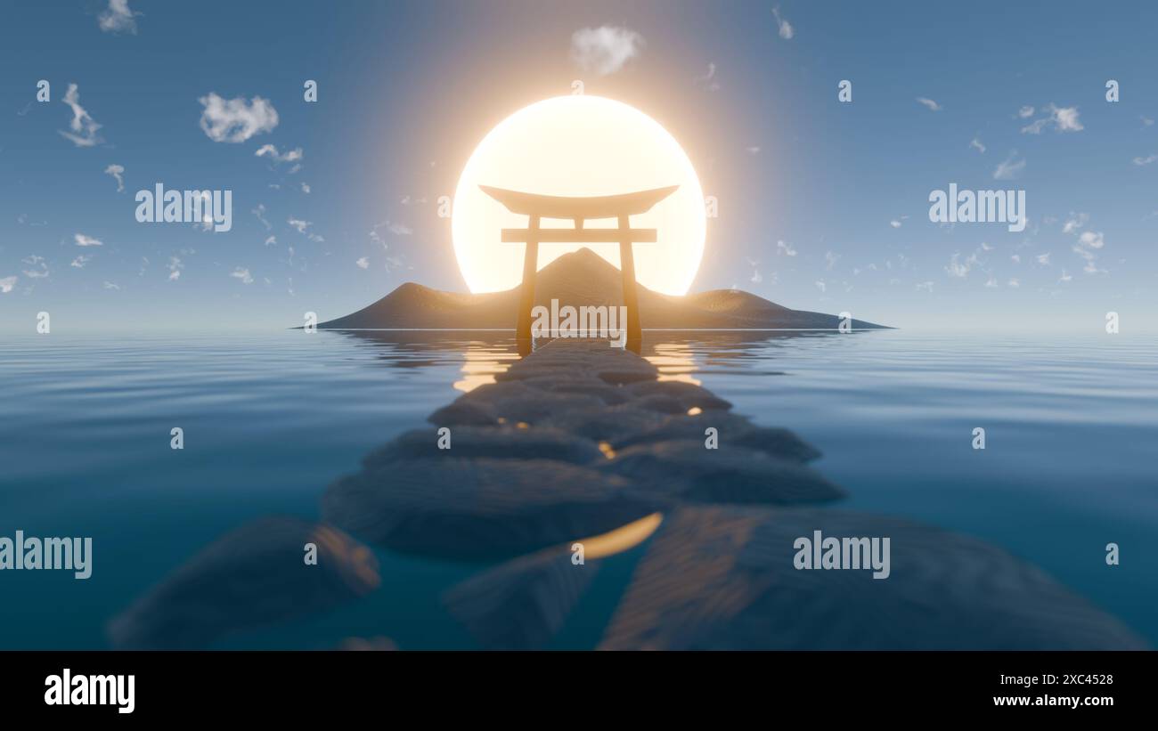 Pathway to Tranquility: Modern 3D Representation of a Traditional Torii ...