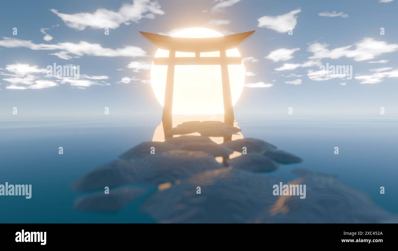 Pathway to Tranquility: Modern 3D Representation of a Traditional Torii ...
