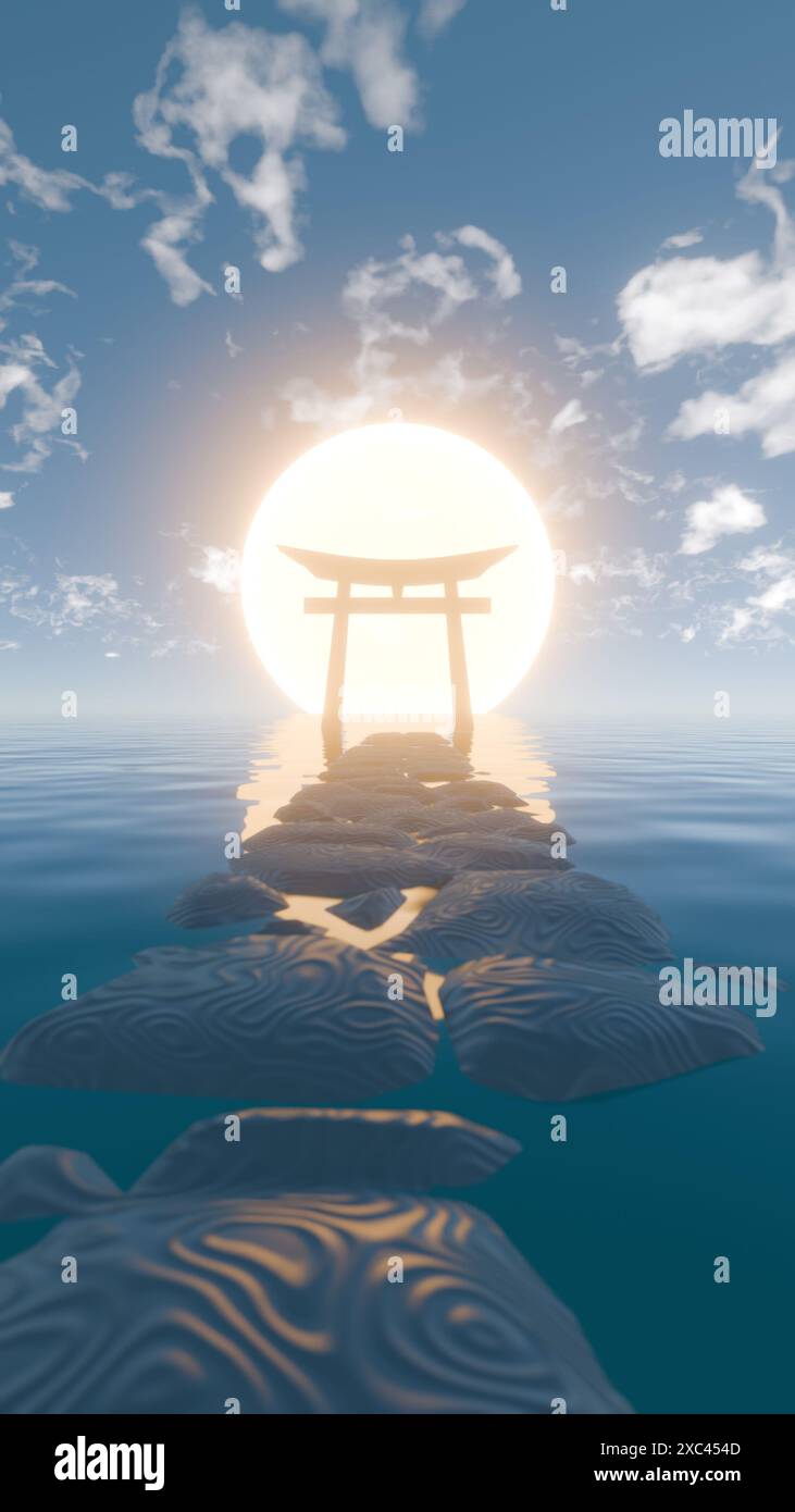 Pathway to Tranquility: Modern 3D Representation of a Traditional Torii ...