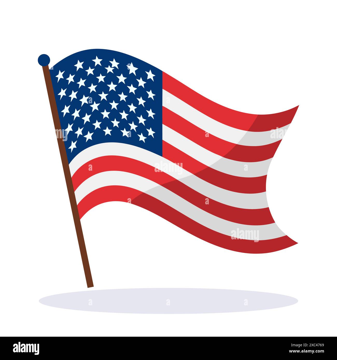 Flag icon. American waving flag in flat design for patriotic designs ...
