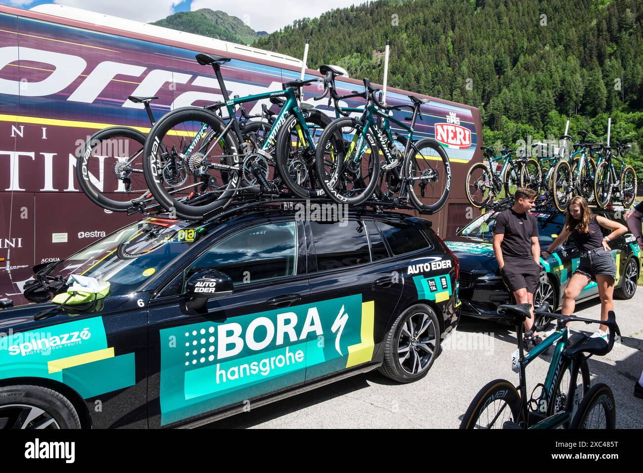 Switzerland, Canton Ticino, Tour de Suisse 2024, Ambrì, Team Bora Stock ...