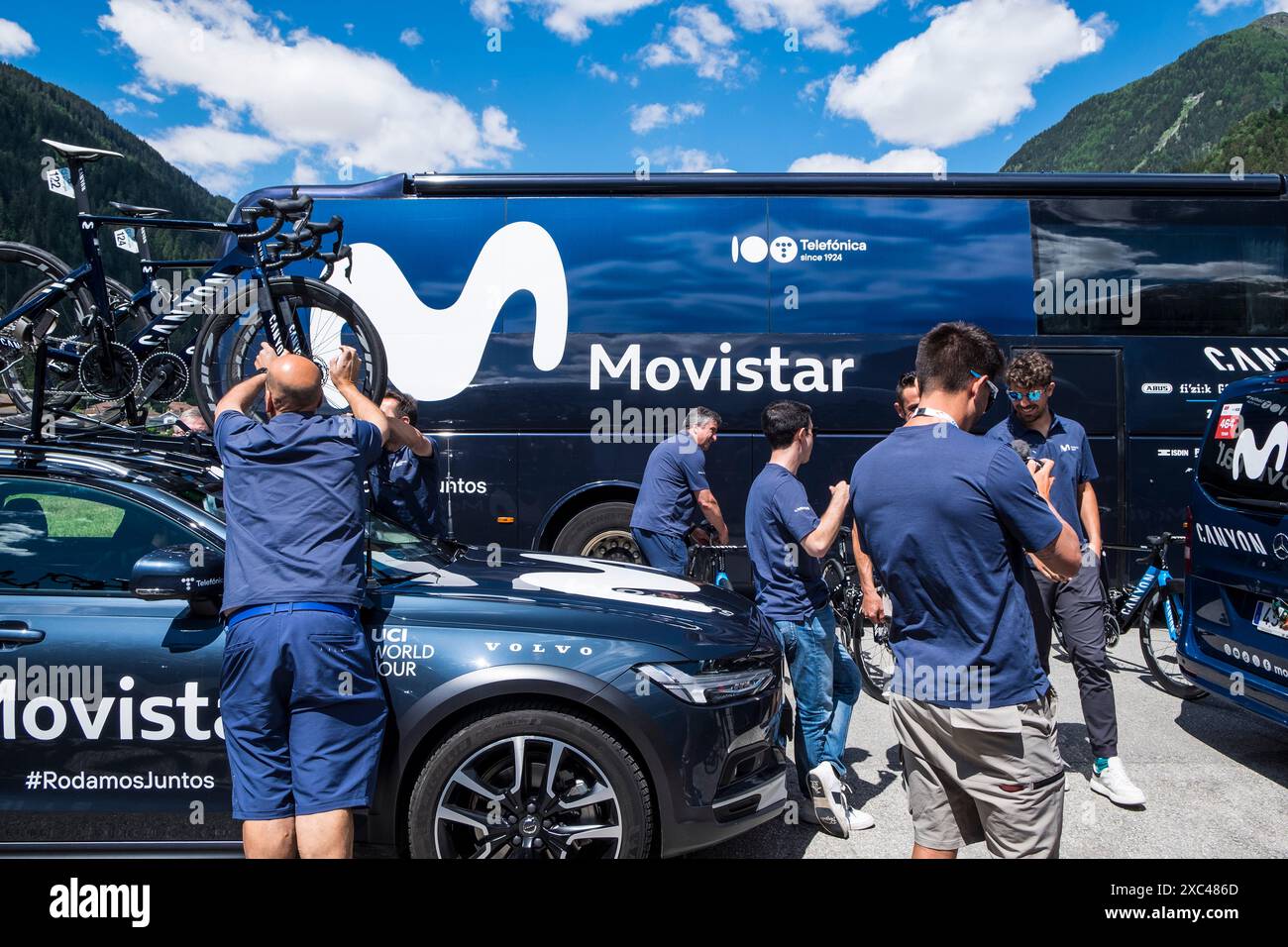 Switzerland, Canton Ticino, Tour de Suisse 2024, Ambrì, team Movistar ...