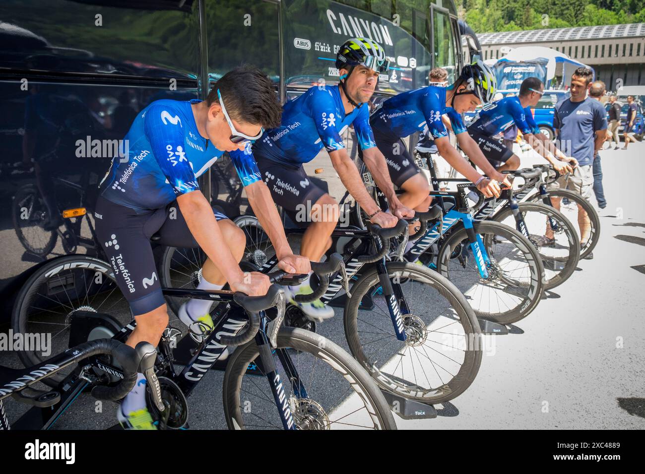 Switzerland, Canton Ticino, Tour de Suisse 2024, Ambrì, Movistar team ...