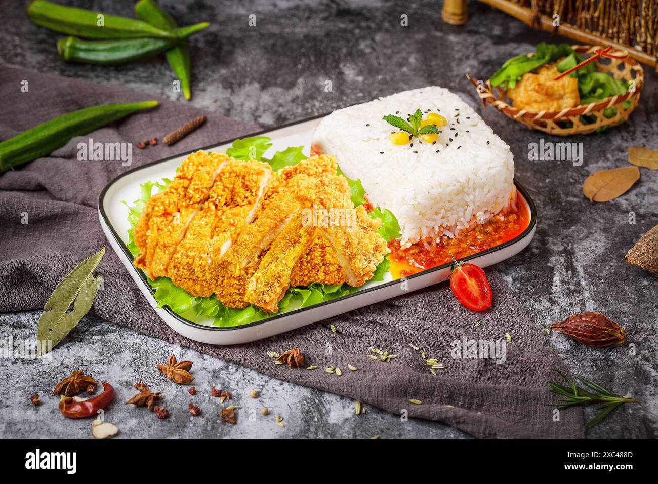 Fried chicken fork knife hi-res stock photography and images - Alamy