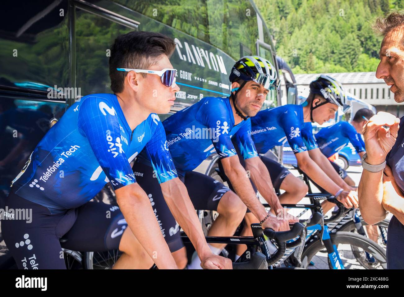 Switzerland, Canton Ticino, Tour de Suisse 2024, Ambrì, Movistar team ...