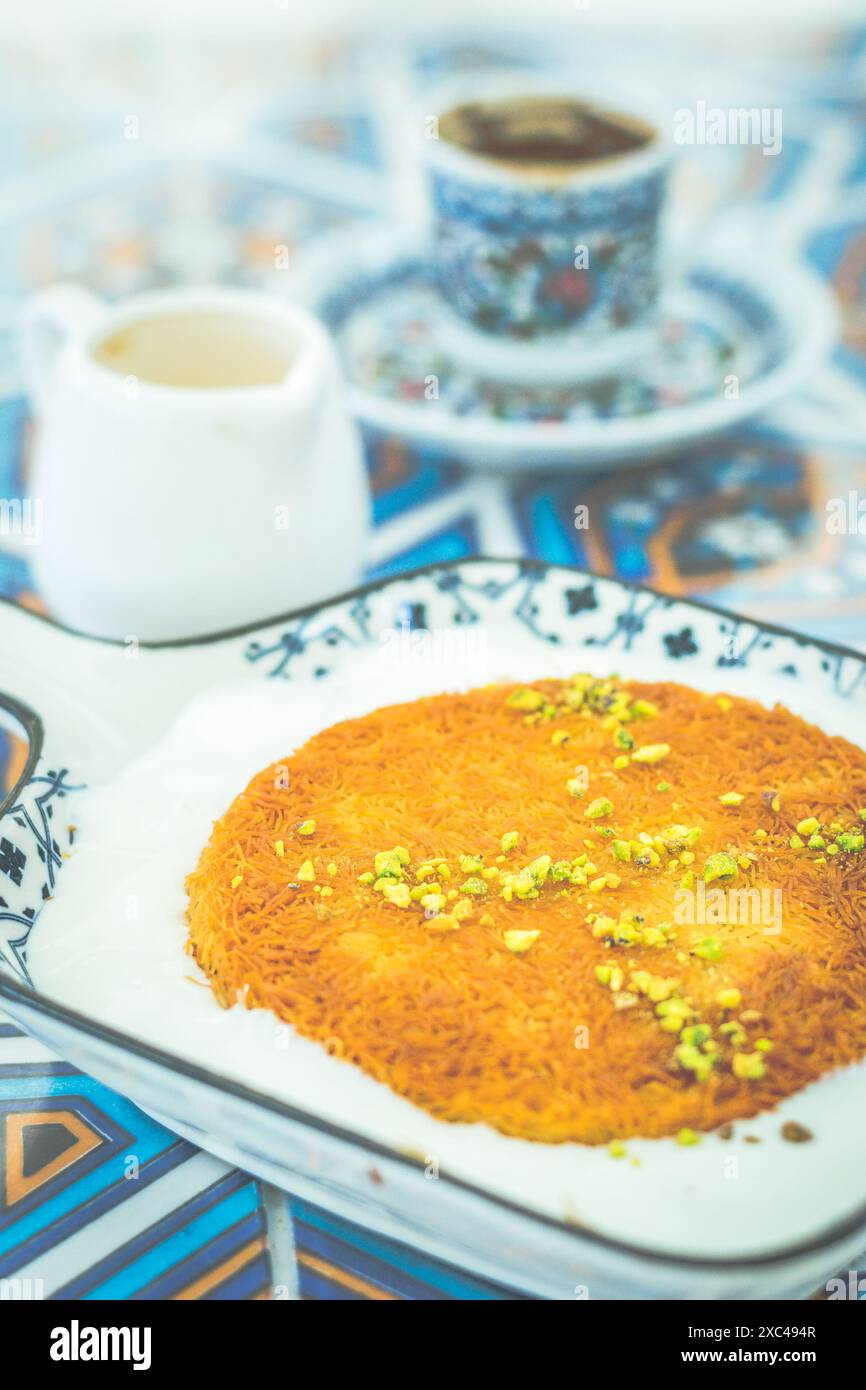 Kunafa Traditional middle eastern dessert made from cheese pastry ...
