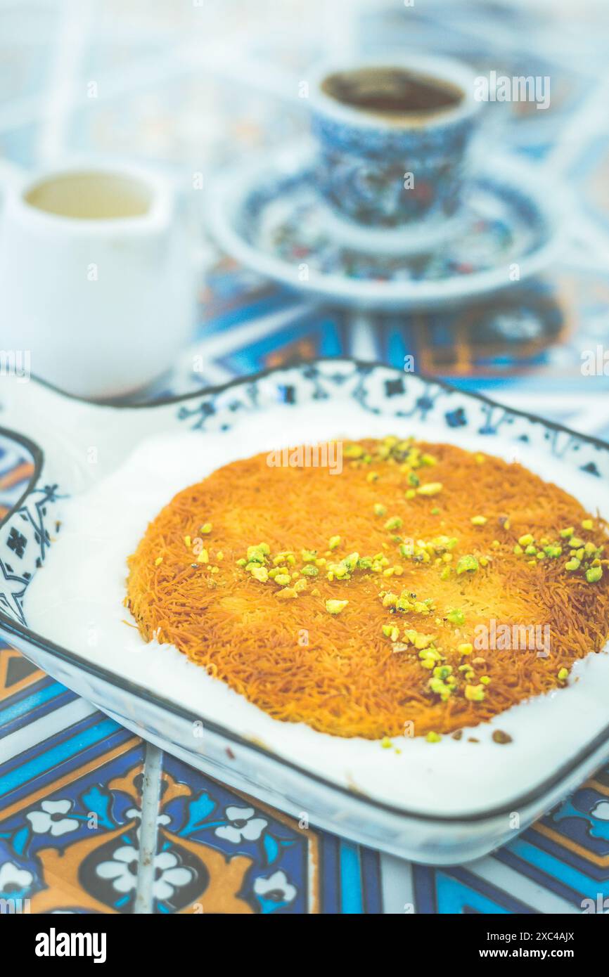 Kunafa Traditional middle eastern dessert made from cheese pastry ...