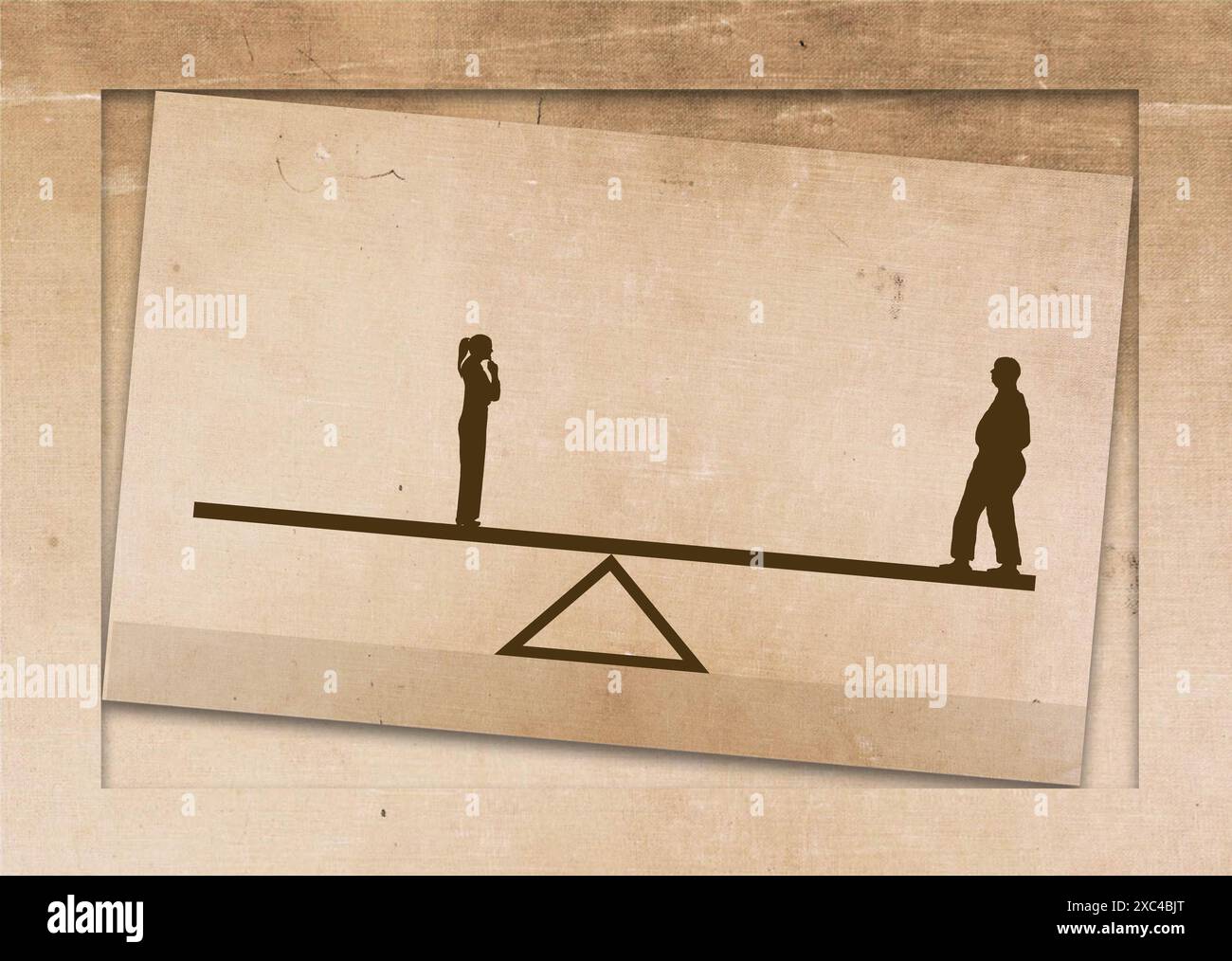 Physics makes no sense in this 3-d ilustration of people on a seesaw ...
