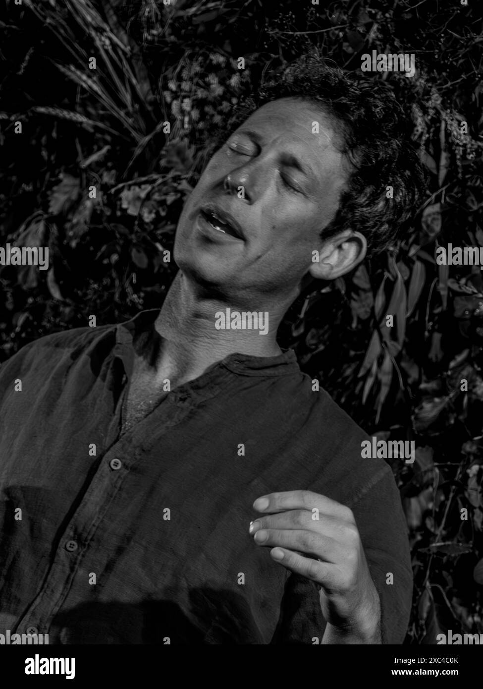 Folk artist and musician Sam Lee and his band playing at the Round ...