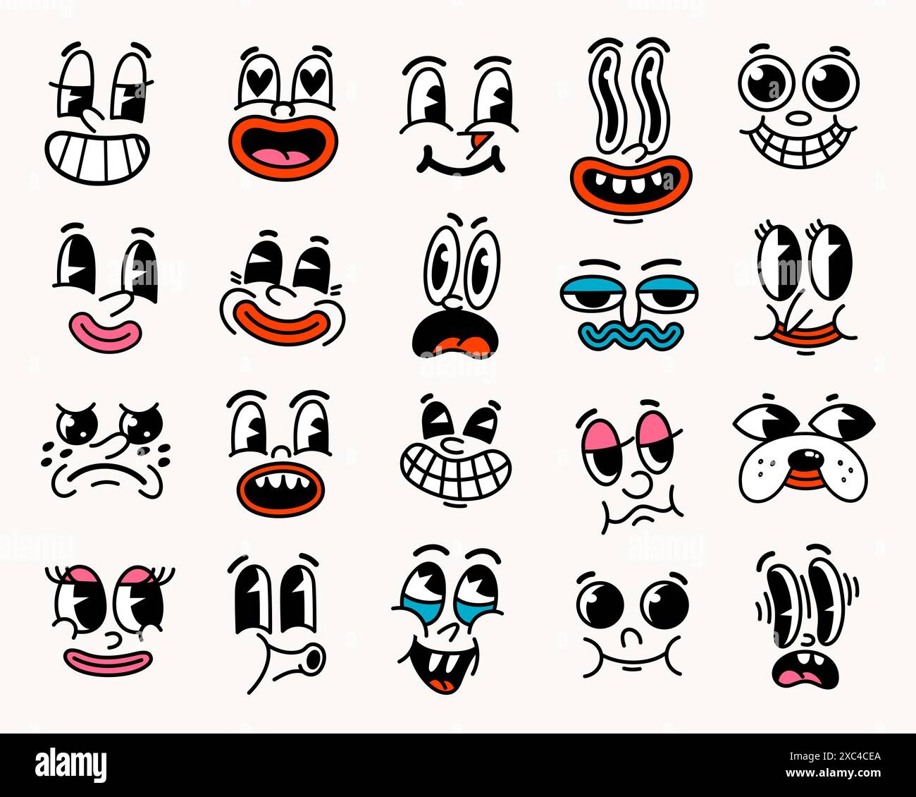 Retro cartoon characters funny faces Stock Vector Image & Art - Alamy