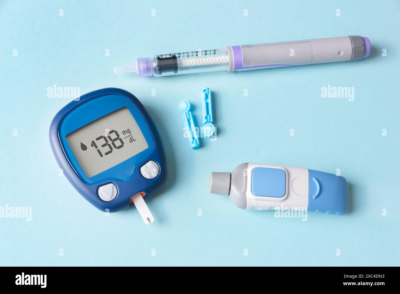 Diabetic kit. glucometer, insulin, lancing device. Blood sugar ...