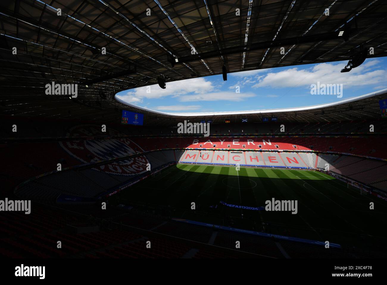 A view inside the stadium ahead of the opening ceremony before the UEFA ...
