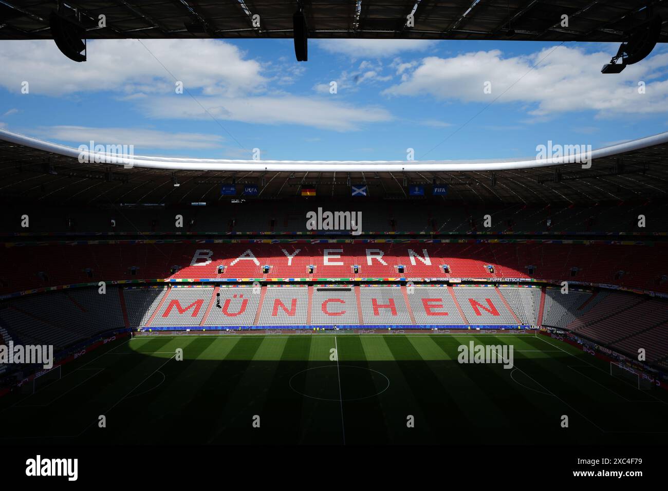 A view inside the stadium ahead of the opening ceremony before the UEFA ...