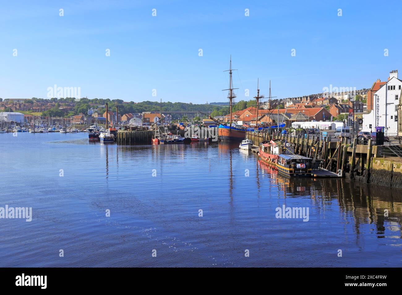 The Grand Turk in the inner harbour, Whitby, North Yorkshire, England ...