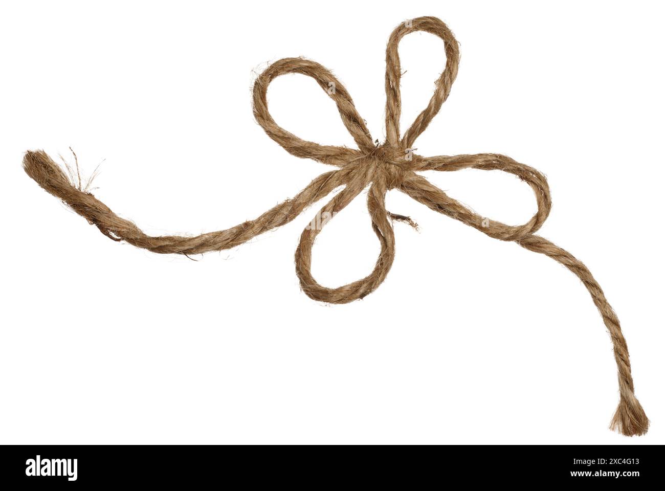 Brown jute rope tied in a bow on an isolated background Stock Photo - Alamy