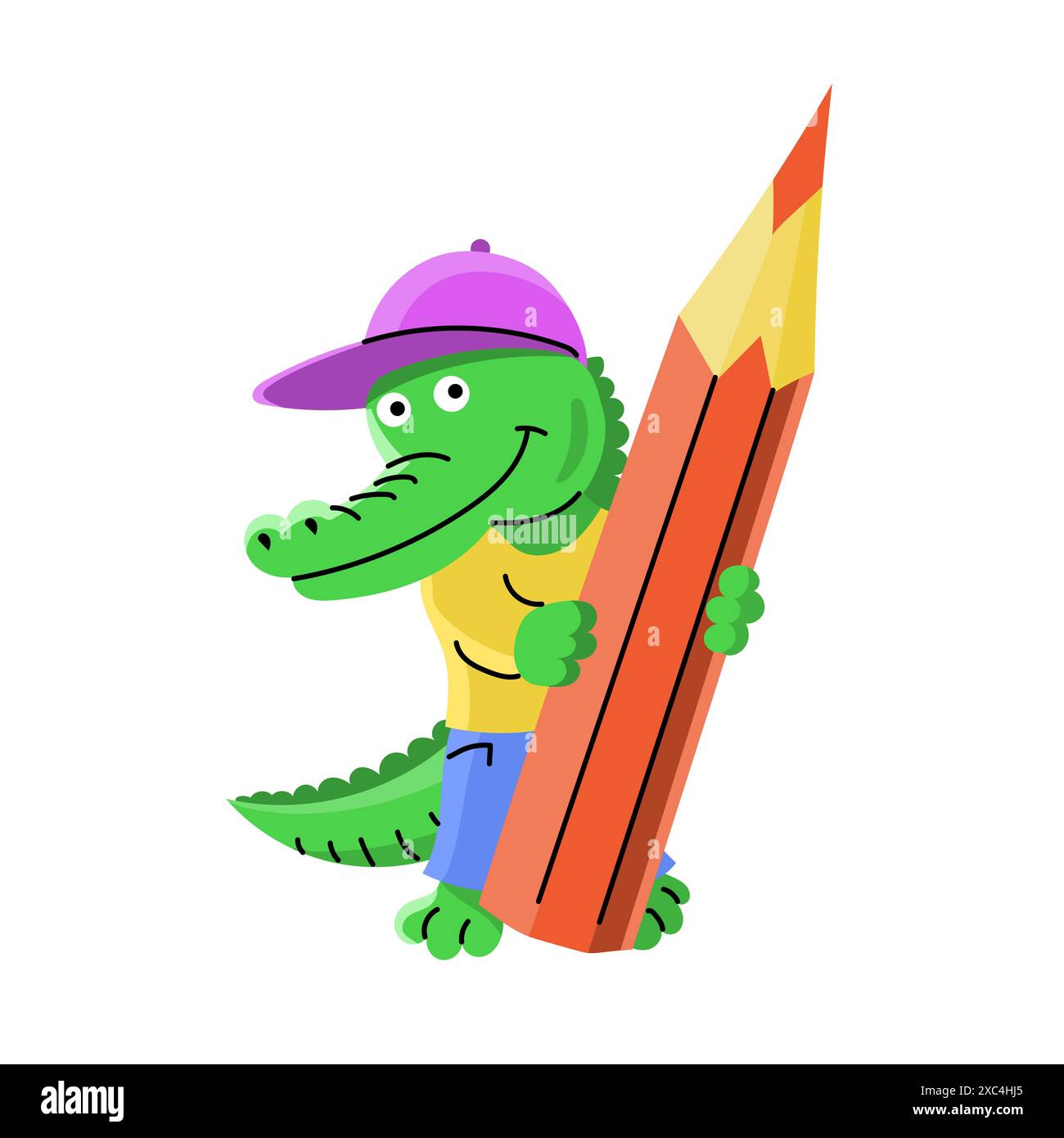 Cute cartoon crocodile with colored pencil Stock Vector Image & Art - Alamy