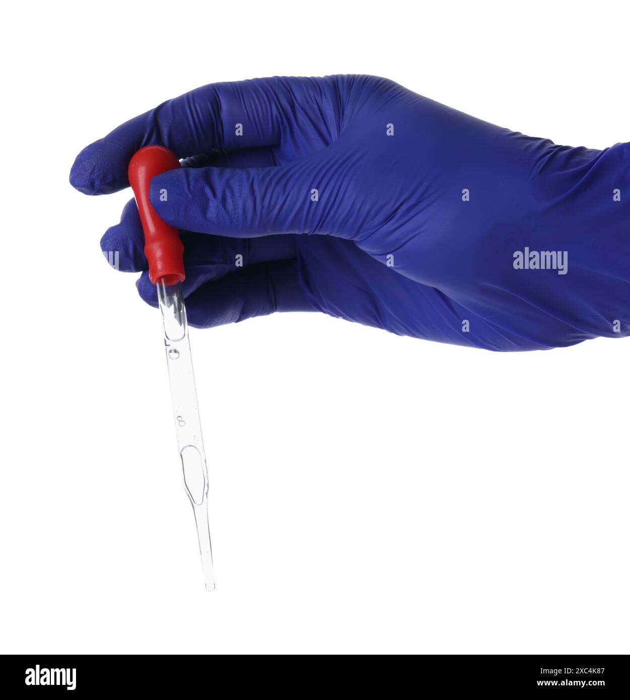 Scientist with pipette on white background, closeup Stock Photo - Alamy