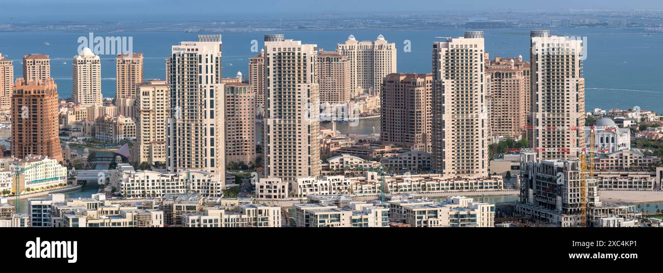 Aerial Panoramic view of Peral Qatar Porto Arabia Viva Bahriya Qatar ...