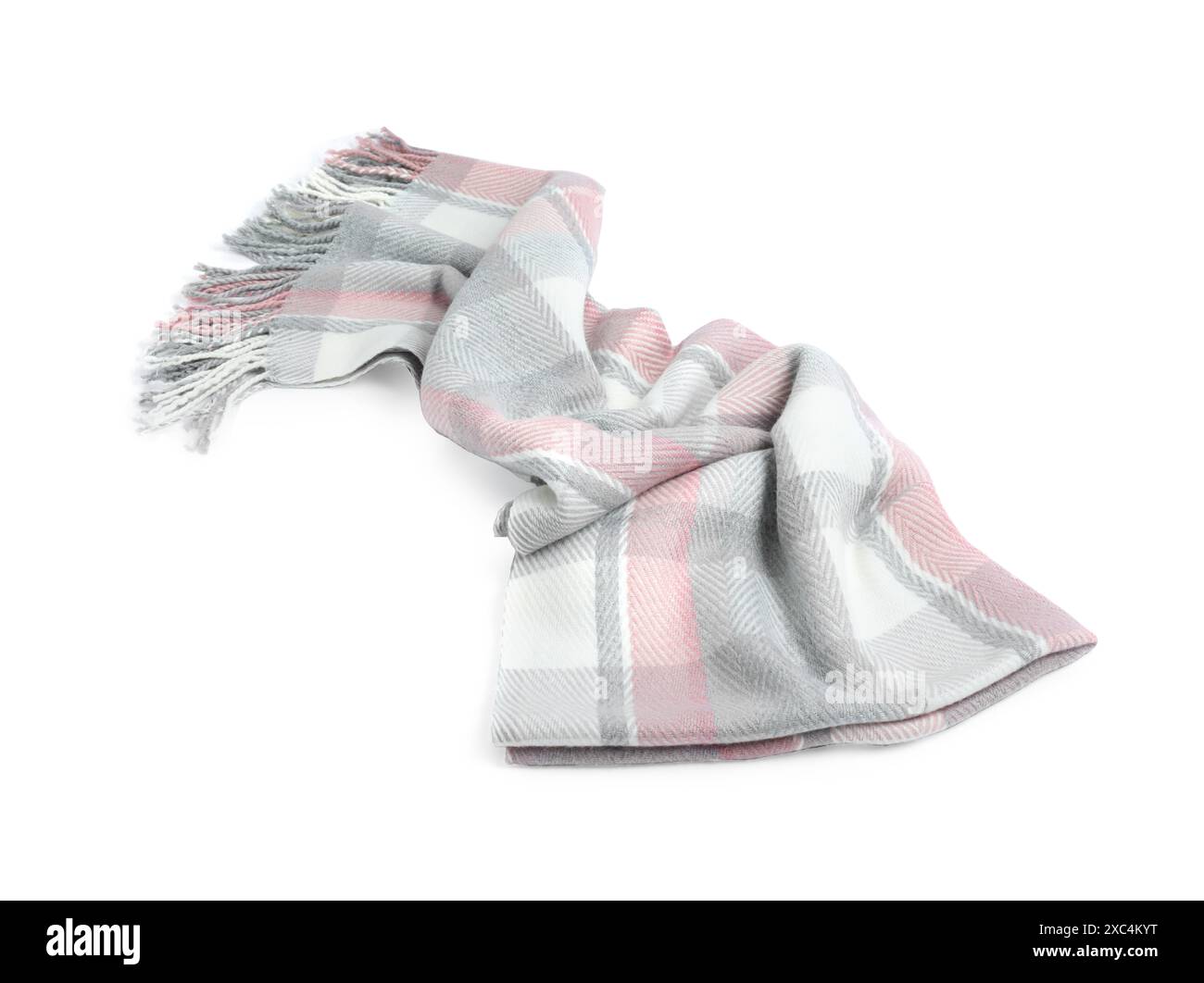 One beautiful checkered scarf on white background Stock Photo - Alamy