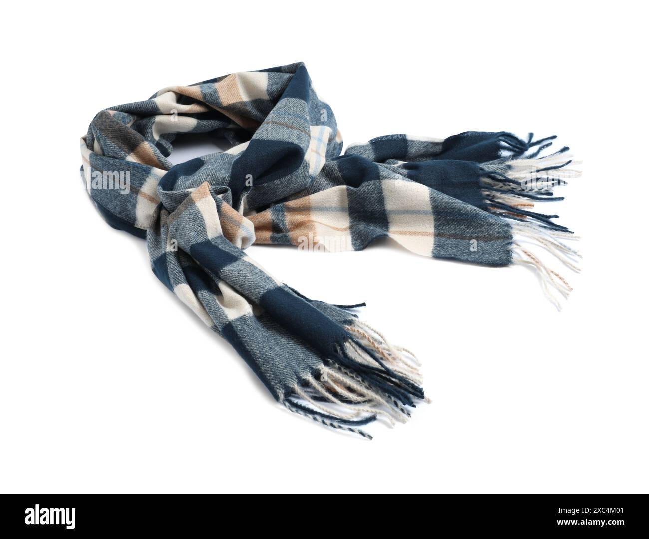 One beautiful checkered scarf on white background Stock Photo - Alamy