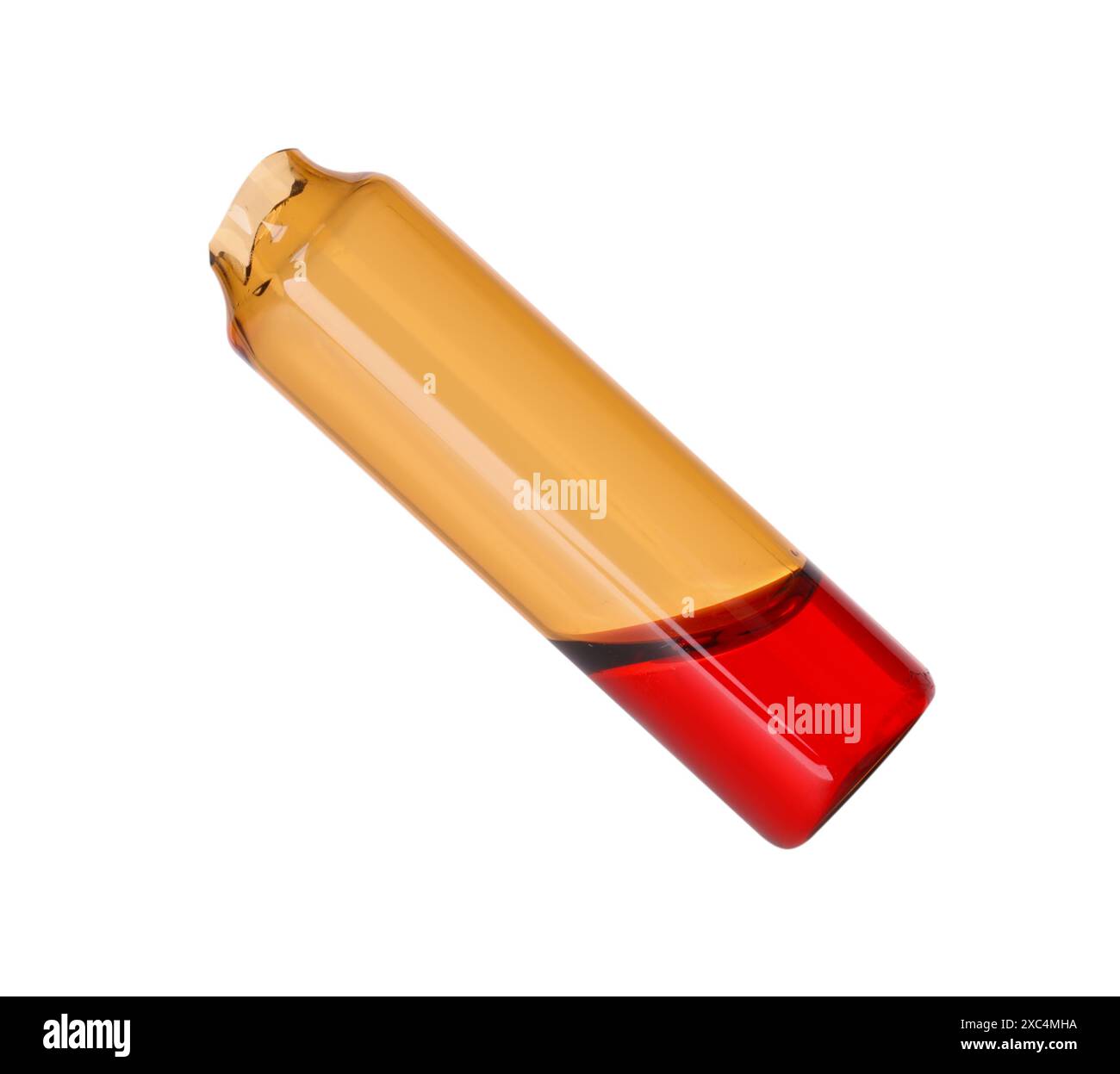 Open glass ampoule with liquid isolated on white Stock Photo - Alamy