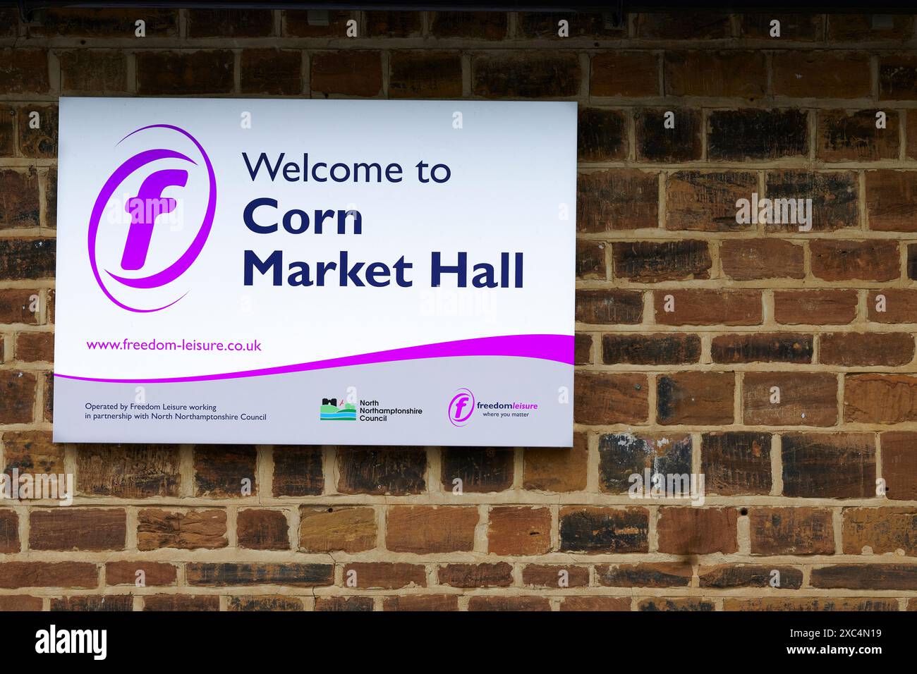 Corn Market Hall, now a leisure centre, Kettering town centre, England ...