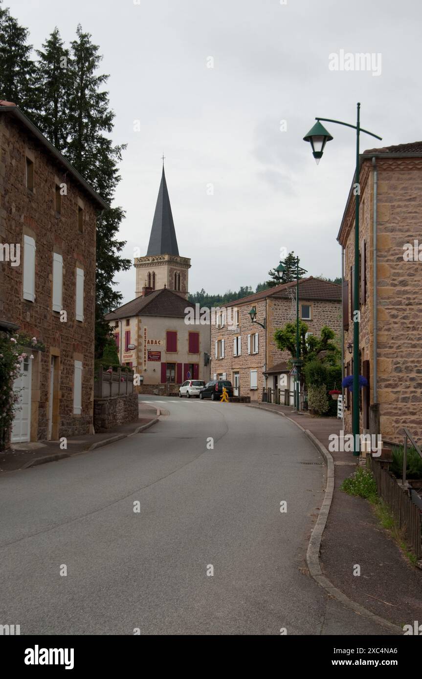 Main Street and St Blaise's Church Steeple, Ecoche, Roanne, Loire ... Main Street and St Blaise's Church Steeple, Ecoche, Roanne, Loire ...