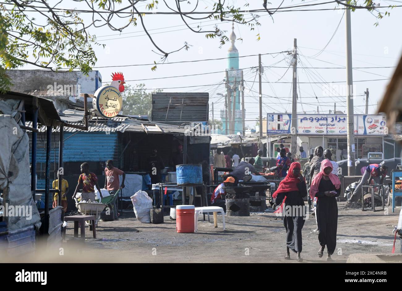 SOUTH SUDAN, Upper Nile state, town Renk, market and mosque / SÜDSUDAN ...