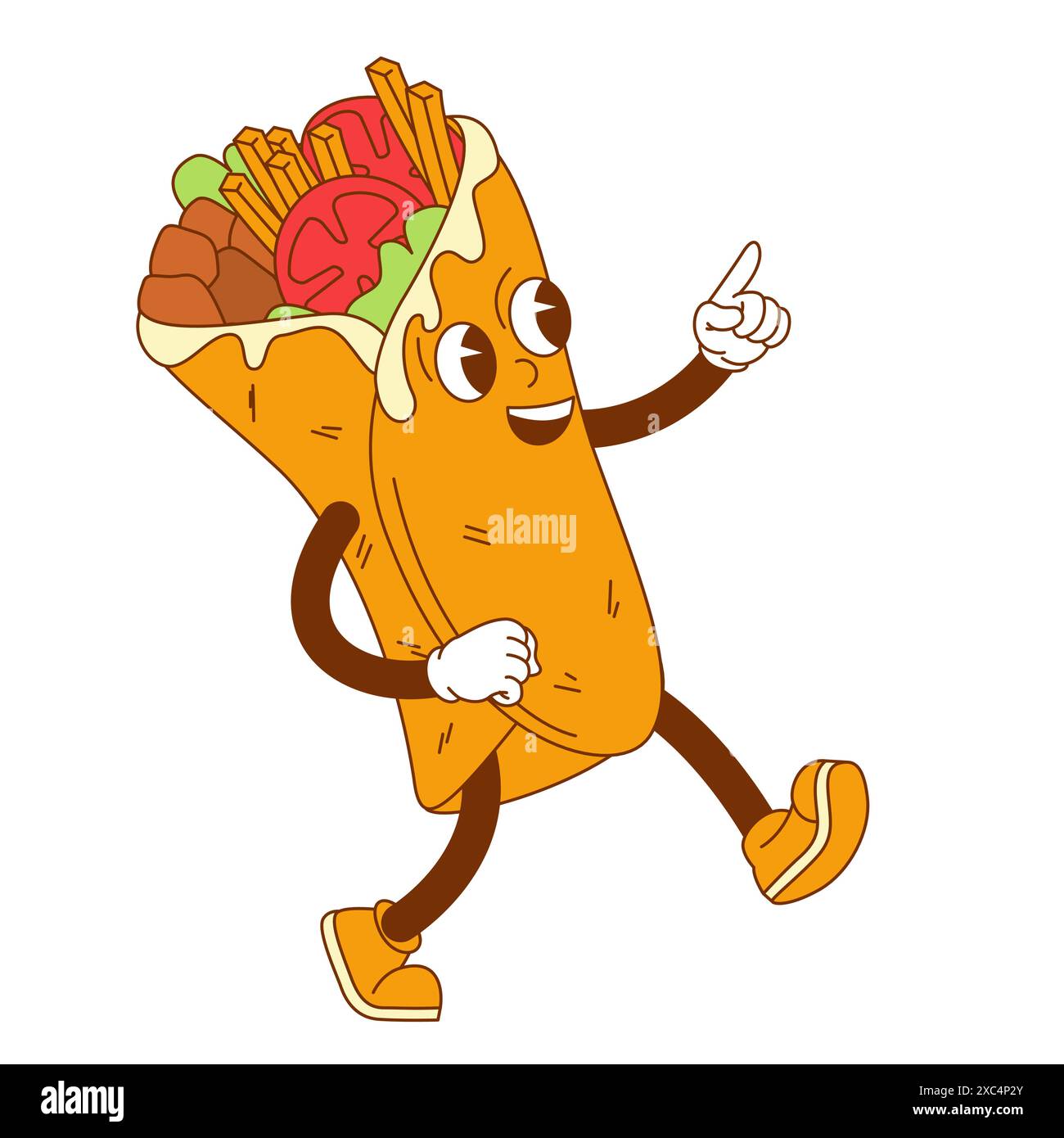 Tortilla Groovy Comic Kebab Character Stock Vector Image And Art Alamy