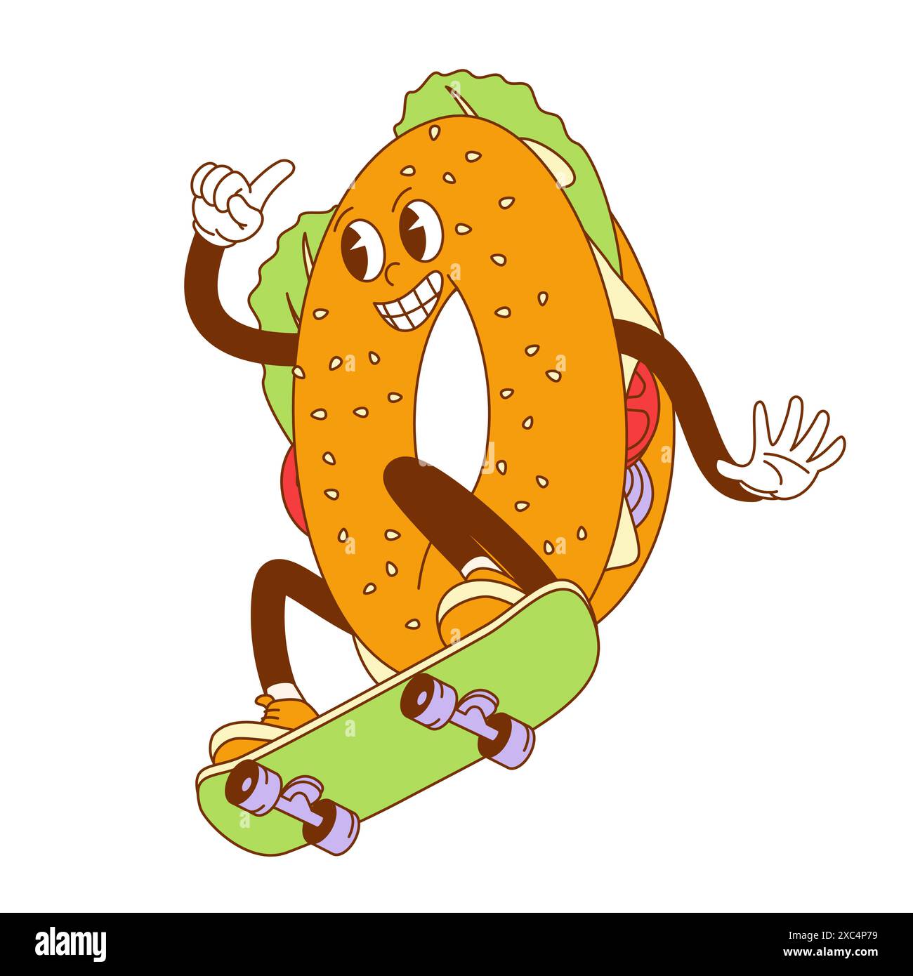 Bagel groovy comic character Stock Vector Image & Art - Alamy