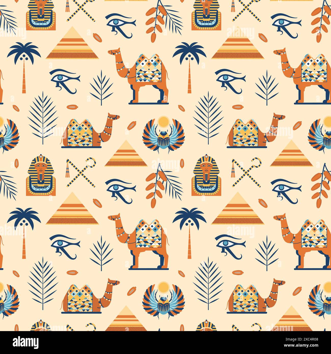 Egypt Travel Pattern with Camels and Pyramids Stock Vector Image & Art ...