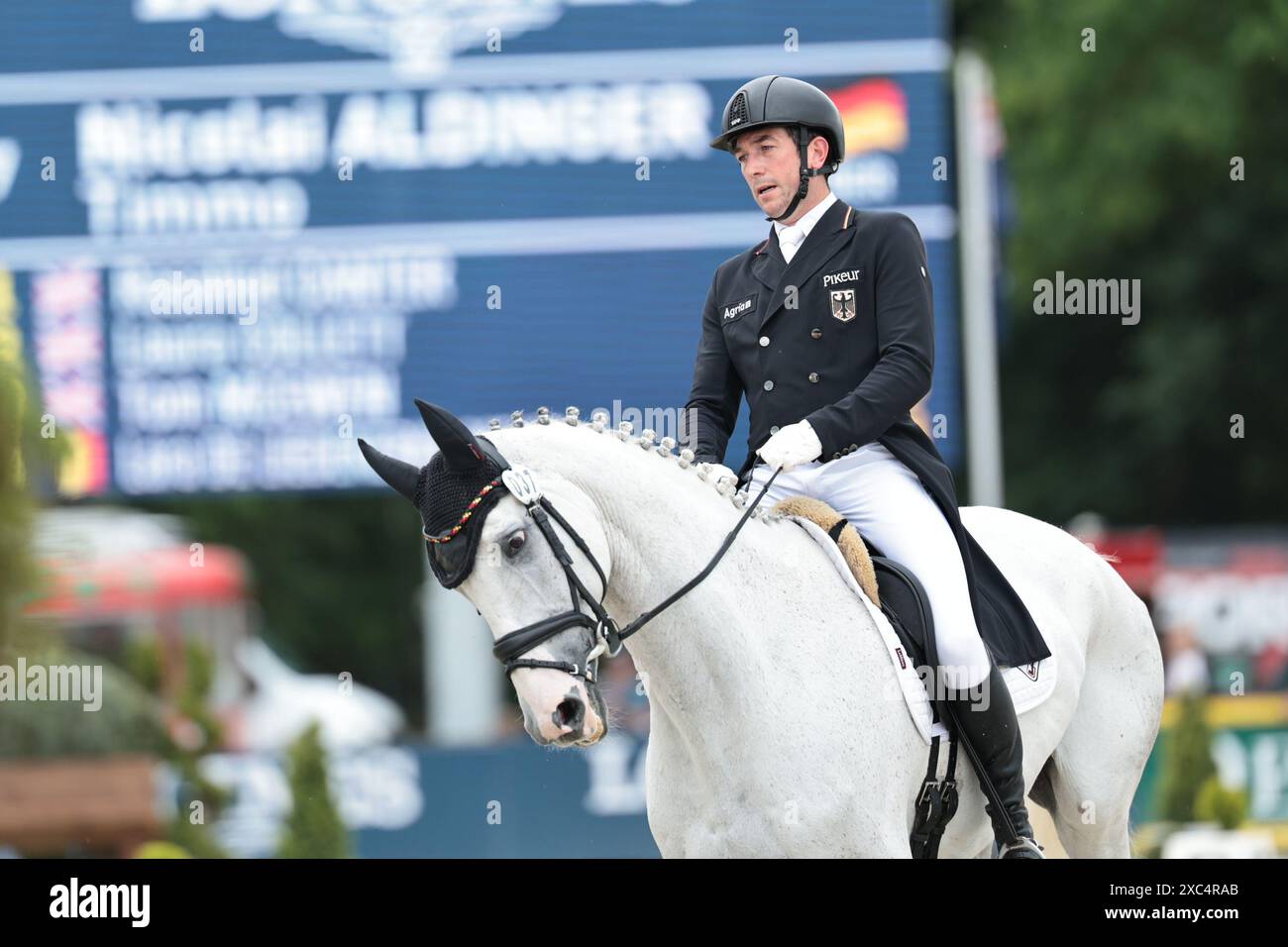 Nicolai Aldinger of Germany with Timmo during the CCI5* dressage at the Longines Luhmuhlen Horse ...