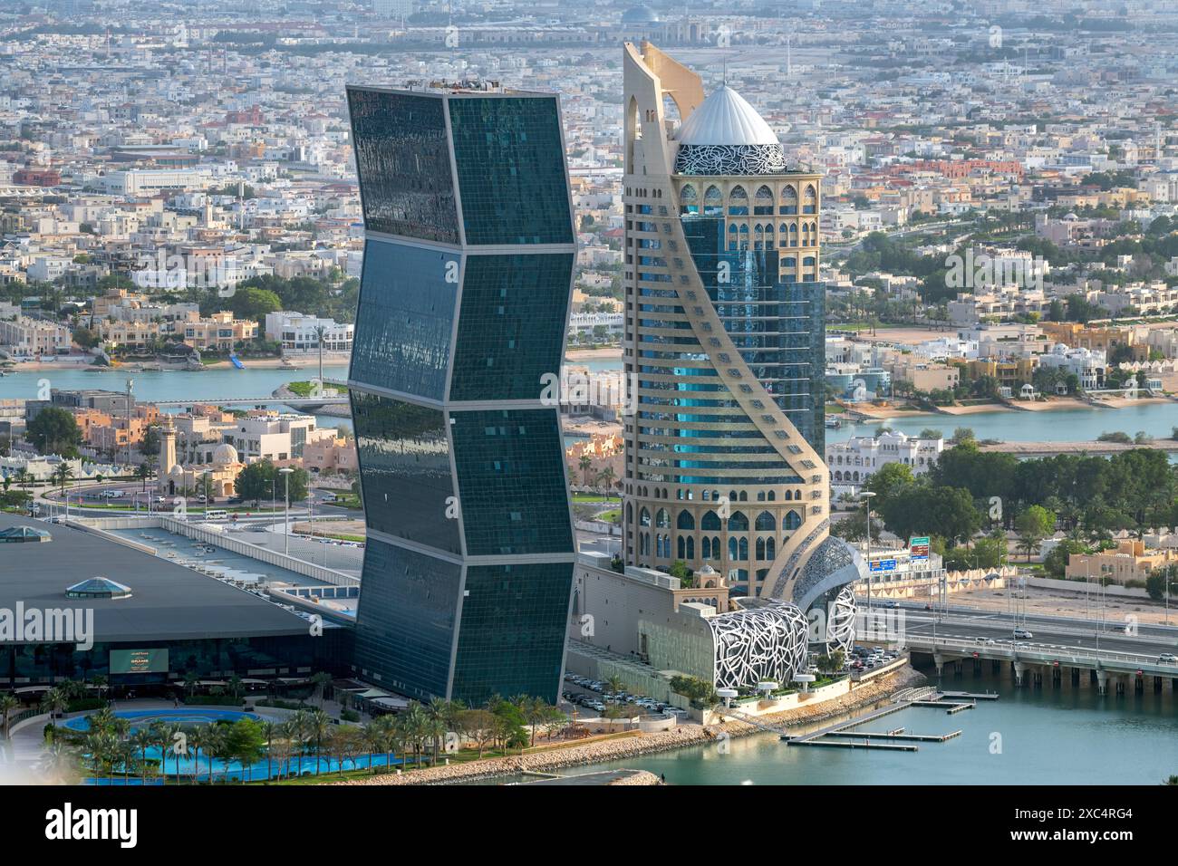 Aerial view of Mondrian Hotel with Zig zag tower Lusail Qatar Stock ...