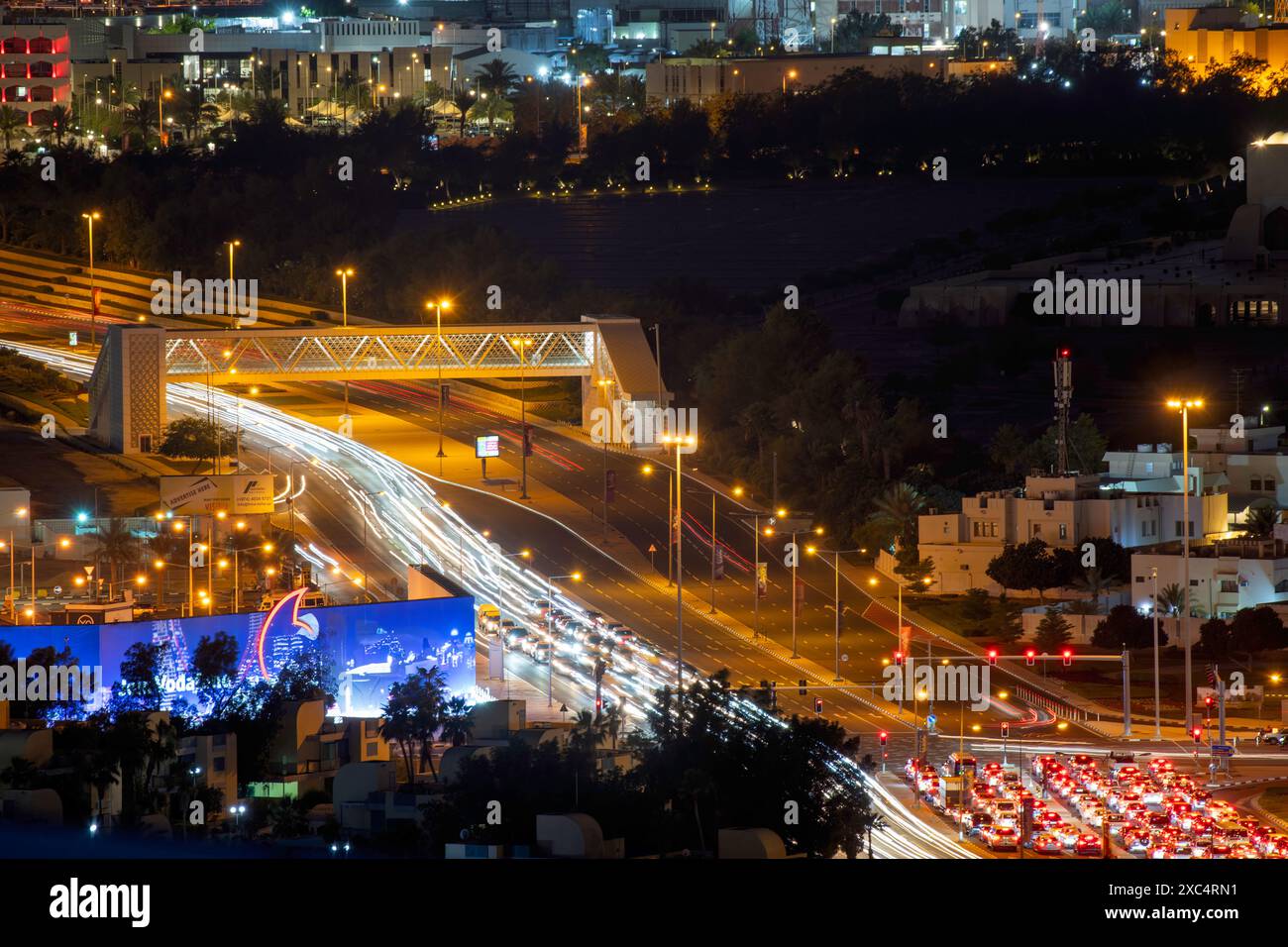 Aerial view of Doha roads and traffic. Lusail expressway Stock Photo ...