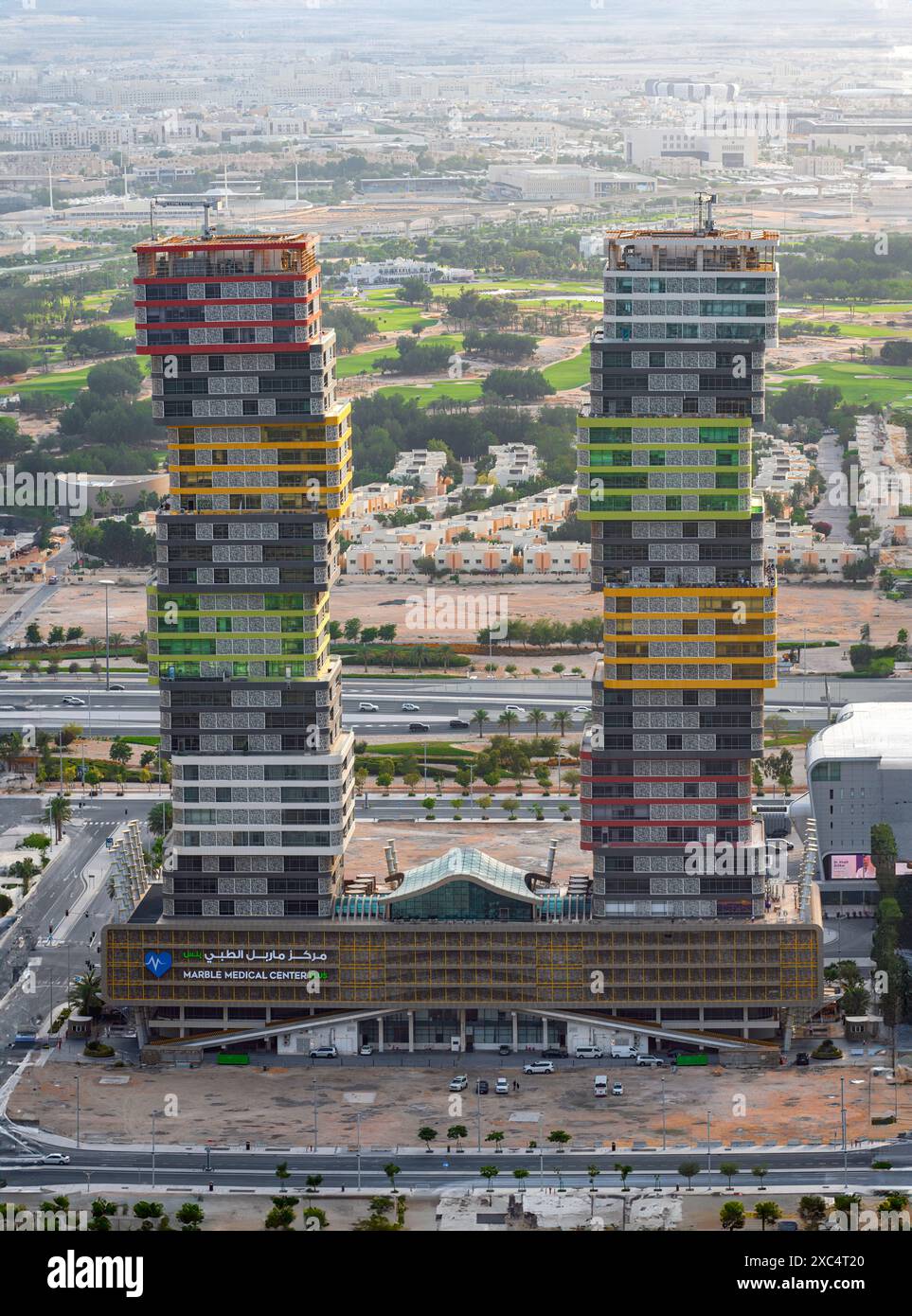 Aerial view of new Lusail Marina Twin Tower Lusail Qatar Stock Photo ...