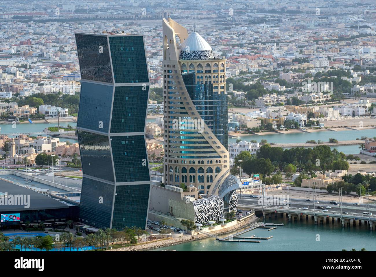 Aerial view of Mondrian Hotel with Zig zag tower Lusail Qatar Stock ...